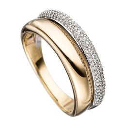 Jobo Diamantring Ring mit 101 Diamanten, 585 Gold bicolor, gelb|goldfarben
