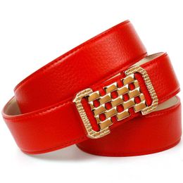 Anthoni Crown Ledergürtel mit Fashion-Koppelschließe, helle Rückseite, rot
