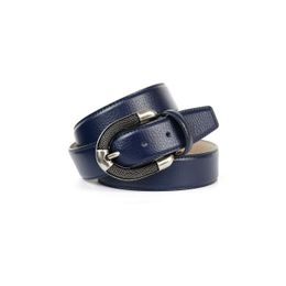 Anthoni Crown Ledergürtel mit aufwendiger silberfarbener Schmuck-Schließe, blau