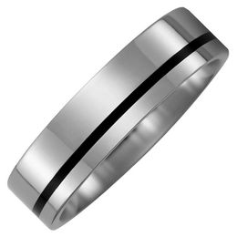 Schmuck Krone Fingerring Partner-Ring Fingerring Titan mit Keramik-Streifen schwarz Fingerschmuck bicolor