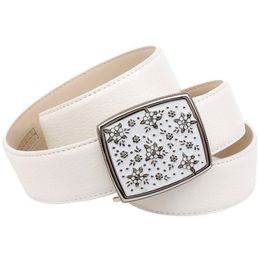 Anthoni Crown Ledergürtel mit Handmade Glasur-Schließe, weiß