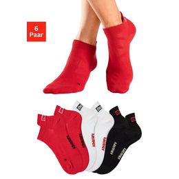 Bench. Sneakersocken (Set, 6-Paar) mit Lüftungskanälen in Netzstruktur, rot|schwarz|weiß