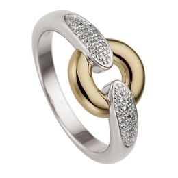 Jobo Fingerring Ring mit 32 Diamanten, 585 Gold bicolor, gelb|goldfarben