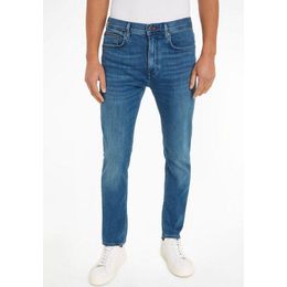 Tommy Hilfiger 5-Pocket-Jeans SLIM BLEECKER PSTR mit Tommy Hilfiger Leder-Batch am hinteren Bundabschluss, blau