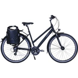 HAWK Bikes Trekkingrad HAWK Trekking Lady Premium Plus Black, 24 Gang microSHIFT, für Damen und Herren, schwarz