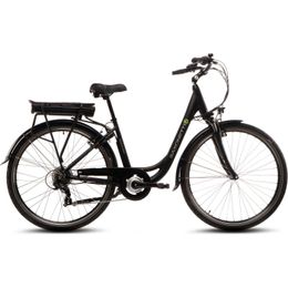 SAXONETTE E-Bike Advanced Sport, 7 Gang Shimano SHIMANO Tourney Schaltwerk, Kettenschaltung, Heckmotor, 375 Wh Akku, (mit Akku-Ladegerät), E-Bike Cityrad, integriertes Rahmenschloss, schwarz