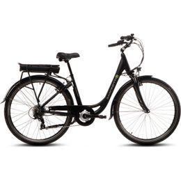 SAXONETTE E-Bike Advanced Sport, 7 Gang Shimano SHIMANO Tourney Schaltwerk, Kettenschaltung, Heckmotor, 375 Wh Akku, (mit Akku-Ladegerät), Pedelec, E-Bike für Damen u. Herren, Cityrad, integr. Rahmenschloss, schwarz