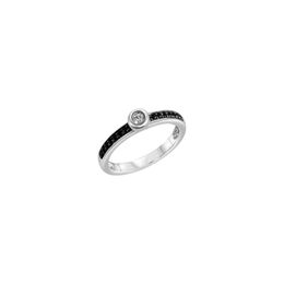 Celesta Fingerring 925 Silber rhodiniert mit Zirkonia weiß und schwarz, grau|silberfarben