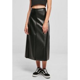 Urban Classics Sommerrock Urban Classics Damen Ladies Synthetic Leather Midi Skirt (1-tlg), schwarz