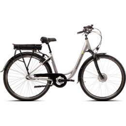 SAXONETTE E-Bike Advanced Plus, 3 Gang Shimano SHIMANO Nexus Schaltwerk, Nabenschaltung, Frontmotor, 375 Wh Akku, (mit Akku-Ladegerät), Damen E-Bike Cityrad mit Rücktrittbremse, integriertes Rahmenschloss, silberfarben