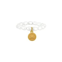 CAI CAÏ Fingerring Perlen 925 Silber Münze vergoldet Lotusblüte, gelb