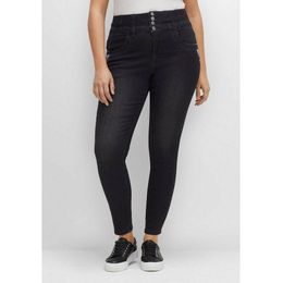 sheego Stretch-Jeans Große Größen mit High-Waist-Bund, schwarz