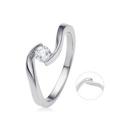 ONE ELEMENT Diamantring 0,25 ct Diamant Brillant Spannfassung Ring aus 750 Weißgold, Damen Gold Schmuck Spannfassung, silberfarben