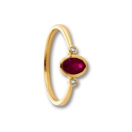 ONE ELEMENT Diamantring 0.02 ct Diamant Brillant Rubin Ring aus 585 Gelbgold, Damen Gold Schmuck, goldfarben