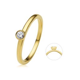 ONE ELEMENT Diamantring 0.1 ct Diamant Brillant Zarge Ring aus 750 Gelbgold, Damen Gold Schmuck Zarge, goldfarben
