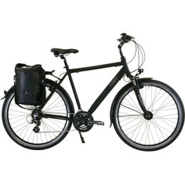 HAWK Bikes Trekkingrad HAWK Trekking Gent Premium Plus Black, 24 Gang microSHIFT, schwarz