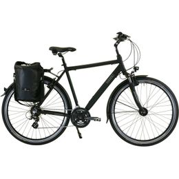 HAWK Bikes Trekkingrad HAWK Trekking Gent Premium Plus Black, 24 Gang microSHIFT, für Herren, schwarz