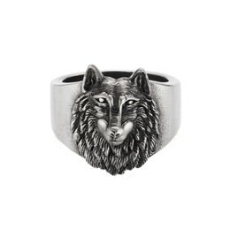 CAI CAÏ Fingerring 925/- Sterling Silber oxidiert Wolf Europa, grau|silberfarben