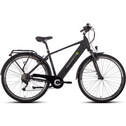 SAXONETTE E-Bike Comfort Sport, 9 Gang Shimano Alivio Schaltwerk, Kettenschaltung, Heckmotor, 418 Wh Akku, Trekking E-Bike Trapez Rahmen, integriertes Rahmenschloss, schwarz