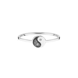 CAI CAÏ Fingerring 925/- Sterling Silber rhodiniert Zirkonia Yin Yang, weiß