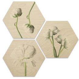Wall-Art Mehrteilige Bilder Maiglöckchen Blumen Collage, Menschen (Set, 3 St), Holzposter modern, bunt