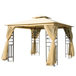 Outsunny Luxus Pavillon Gartenpavillon Partyzelt Festzelt Gartenzelt Pagode 3x3m