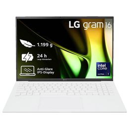 LG gram 16Z90S-G.AA77G, Notebook, mit 16 Zoll Display, Intel® Core™ Ultra 7,155H Prozessor, GB RAM, 1 TB SSD, Arc® GPU, Weiß, Windows 11 Home (64 Bit)