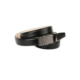 Anthoni Crown Ledergürtel Automatik Damengürtel mit Metallschlaufe, schwarz