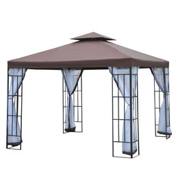 Outsunny Pavillon Gartenpavillon Partyzelt Gartenzelt Festzelt Doppeldach 3x3 m