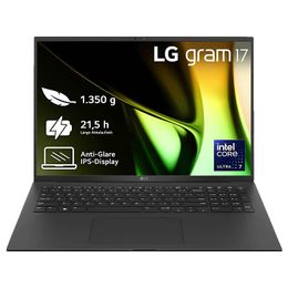 LG gram 17Z90S-G.AA75G, Notebook, mit 17 Zoll Display, Intel® Core™ Ultra 7,155H Prozessor, 16 GB RAM, 512 SSD, Arc® GPU, Schwarz, Windows 11 Home (64 Bit)