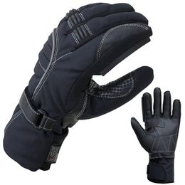 PROANTI Motorradhandschuhe Winter Regenhandschuhe mit Visierwischer, wasserdicht, schwarz