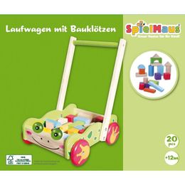 SpielMaus Holz Laufwagen mit Bauklötzen, 20 Stück