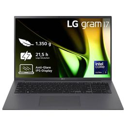 LG gram 17Z90S-G.AD7CG, Notebook, mit 17 Zoll Display Touchscreen, Intel® Core™ Ultra 7,155H Prozessor, 32 GB RAM, 2 TB SSD, Arc® GPU, Grau, Windows 11 Home (64 Bit)