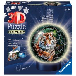 RAVENSBURGER VERLAG Ravensburger 3D Puzzle 11248 - Nachtlicht Puzzle-Ball Raubkatzen - 72 Teile - ab 6 Jahren, LED Nachttischlampe mit Klatsch-Mechanismus