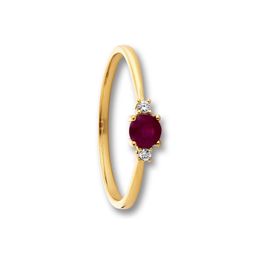ONE ELEMENT Diamantring 0.03 ct Diamant Brillant Rubin Ring aus 585 Gelbgold, Damen Gold Schmuck, goldfarben