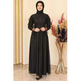 Modavitrini Tüllkleid Abendkleid aus gepunktetem Tüll Hijab Kleid Abiye Abaya