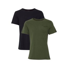 Blend T-Shirt Einfarbiges Rundhals T-Shirt 2er Stück Set BHNOEL (1-tlg) 4033 in Schwarz-Grün
