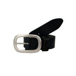 PETROL INDUSTRIES Ledergürtel mit ovaler Schnalle, schwarz