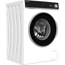 A (A bis G) Sharp Waschmaschine "ES-NFA714BW1NA-DE" Waschmaschinen schwarz-weiß (weiß, schwarz) Frontlader