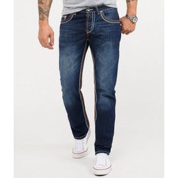 Rock Creek Straight-Jeans Herren Jeans Stonewashed Dunkelblau RC-2167