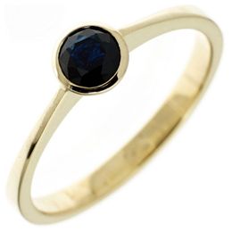 Schmuck Krone Fingerring Ring Damenring Safir Saphir blau 333 Gold Gelbgold Saphirring schlicht
