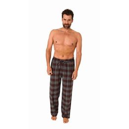 Trend by Normann Pyjama Herren Flanell Schlafanzug Hose lang kariert aus Baumwolle