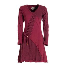 Vishes Jerseykleid Asymmetrisches Langarm Damen Baumwoll-Keid Shirt-Kleid Ethno