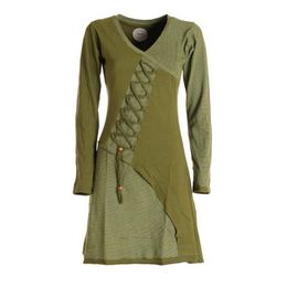 Vishes Jerseykleid Asymmetrisches Langarm Damen Baumwoll-Keid Shirt-Kleid Ethno