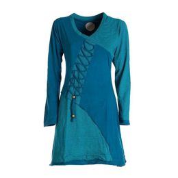 Vishes Jerseykleid Asymmetrisches Langarm Damen Baumwoll-Keid Shirt-Kleid Ethno