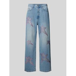 Review Baggy Fit Jeans mit Strasssteinbesatz