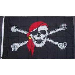 flaggenmeer Flagge Pirat mit rotem Kopftuch 80 g/m²