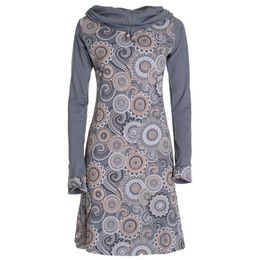 Vishes Jerseykleid Langarm Kleid Schal-Kleid Winterkleider Baumwollkleid Hippie