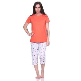 Normann Pyjama Damen Schlafanzug mit T-Shirt 3/4 Capri Hose und lässigem Design