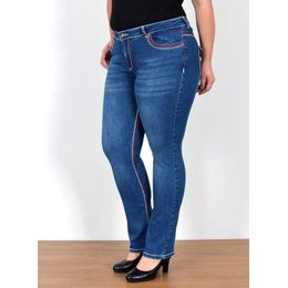 ESRA Straight-Jeans FJ755 High Waist Jeans Damen Straight Fit mit dicker Naht bis Übergröße